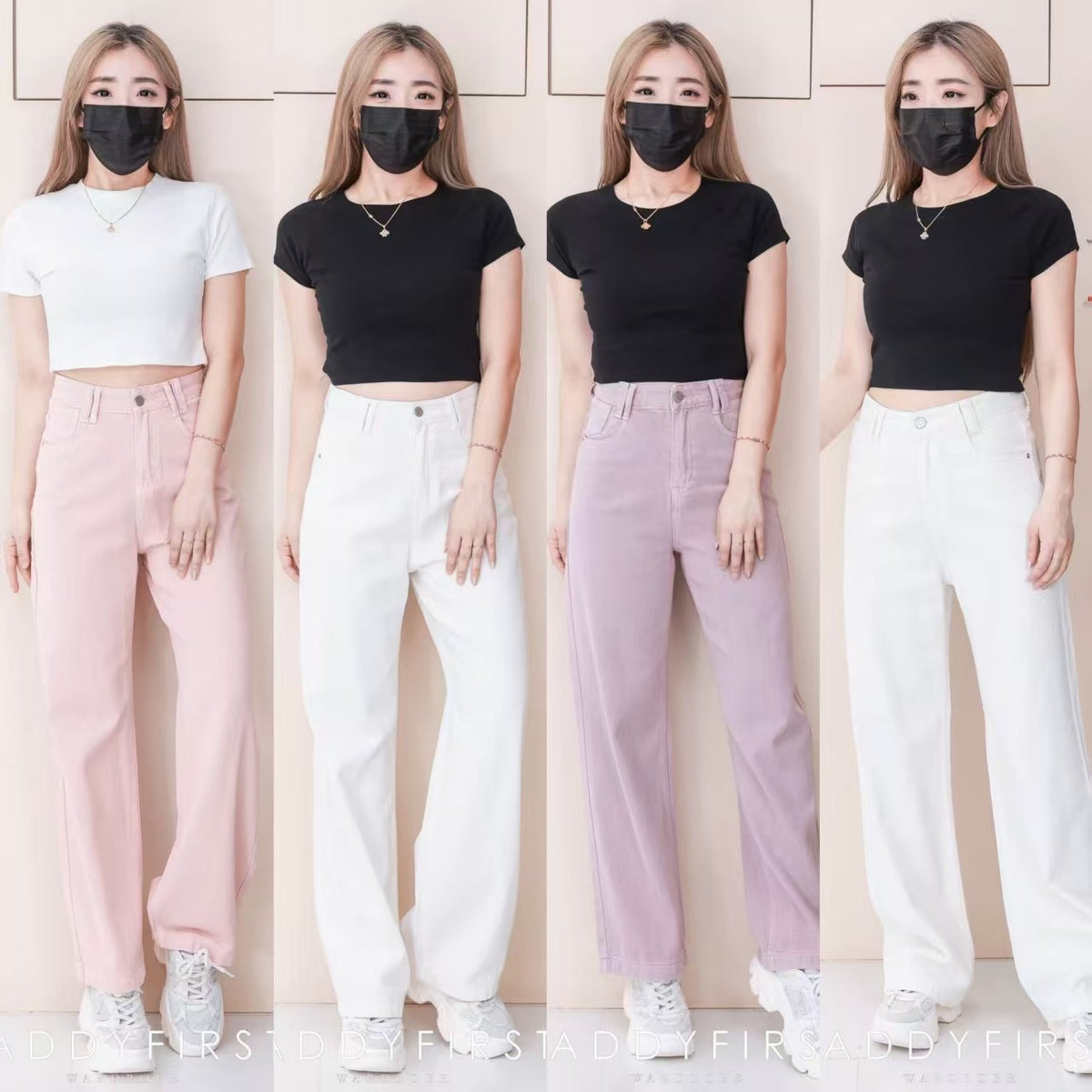 【L6830】高品质韩版牛仔高腰百搭阔脚直筒长裤，有口袋 ️ ️【A-R2-C2】 – Laddy First Wardrobe